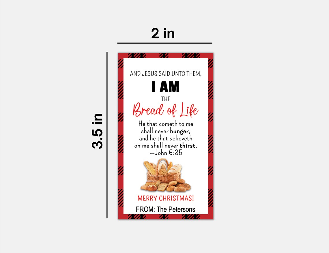 I Am the Bread of Life Christmas Printable Gift Tag, Editable Gift Tag ...