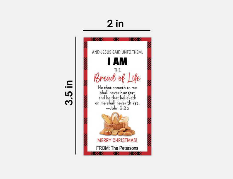 I Am the Bread of Life Christmas Printable Gift Tag, Editable Gift Tag ...