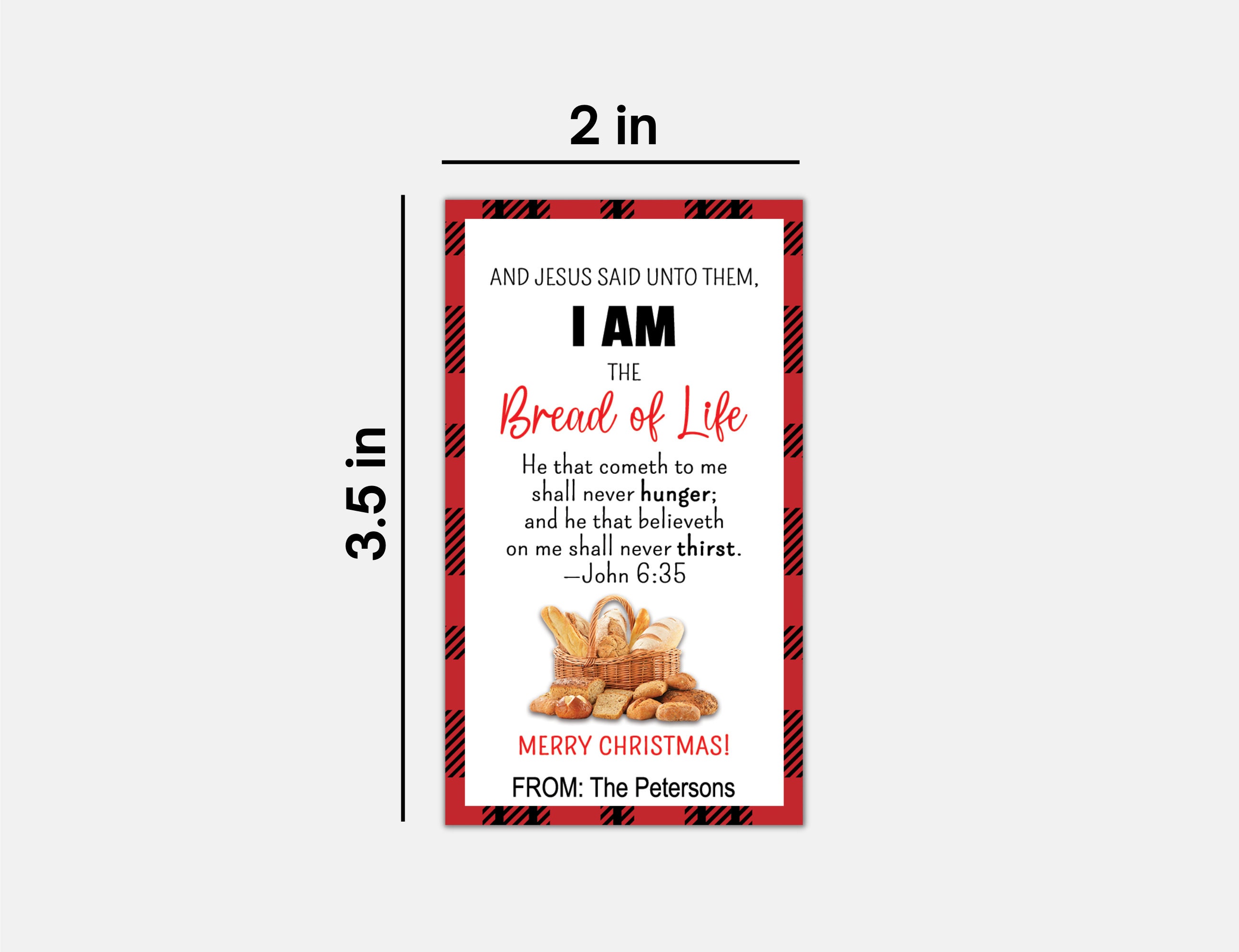 I Am the Bread of Life Christmas Printable Gift Tag, Editable Gift Tag ...