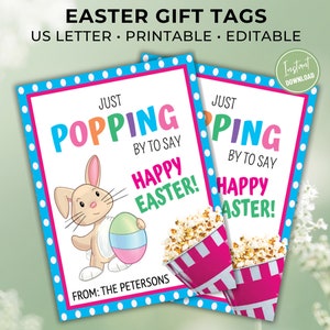 Easter Printable Gift Tag, Just Popping by to Say Happy Easter, for ...