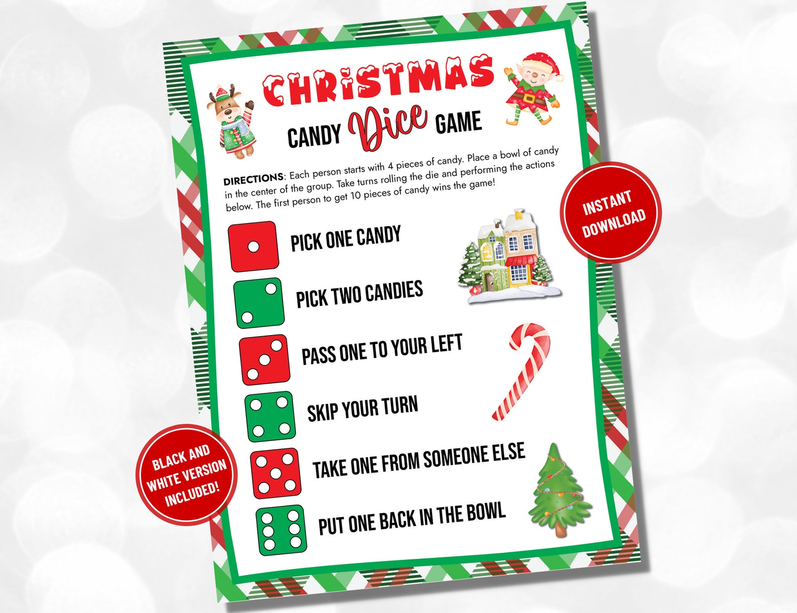 Christmas Candy Dice Game Printable, Christmas Party Game, Classroom ...