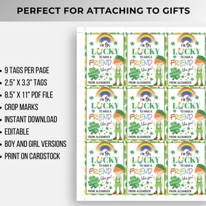 St. Patrick's Day Printable Gift Tag, I'm so Lucky to Have a Friend ...