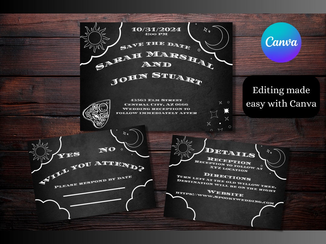 Ouija Board Themed Wedding Invitation Template - Etsy