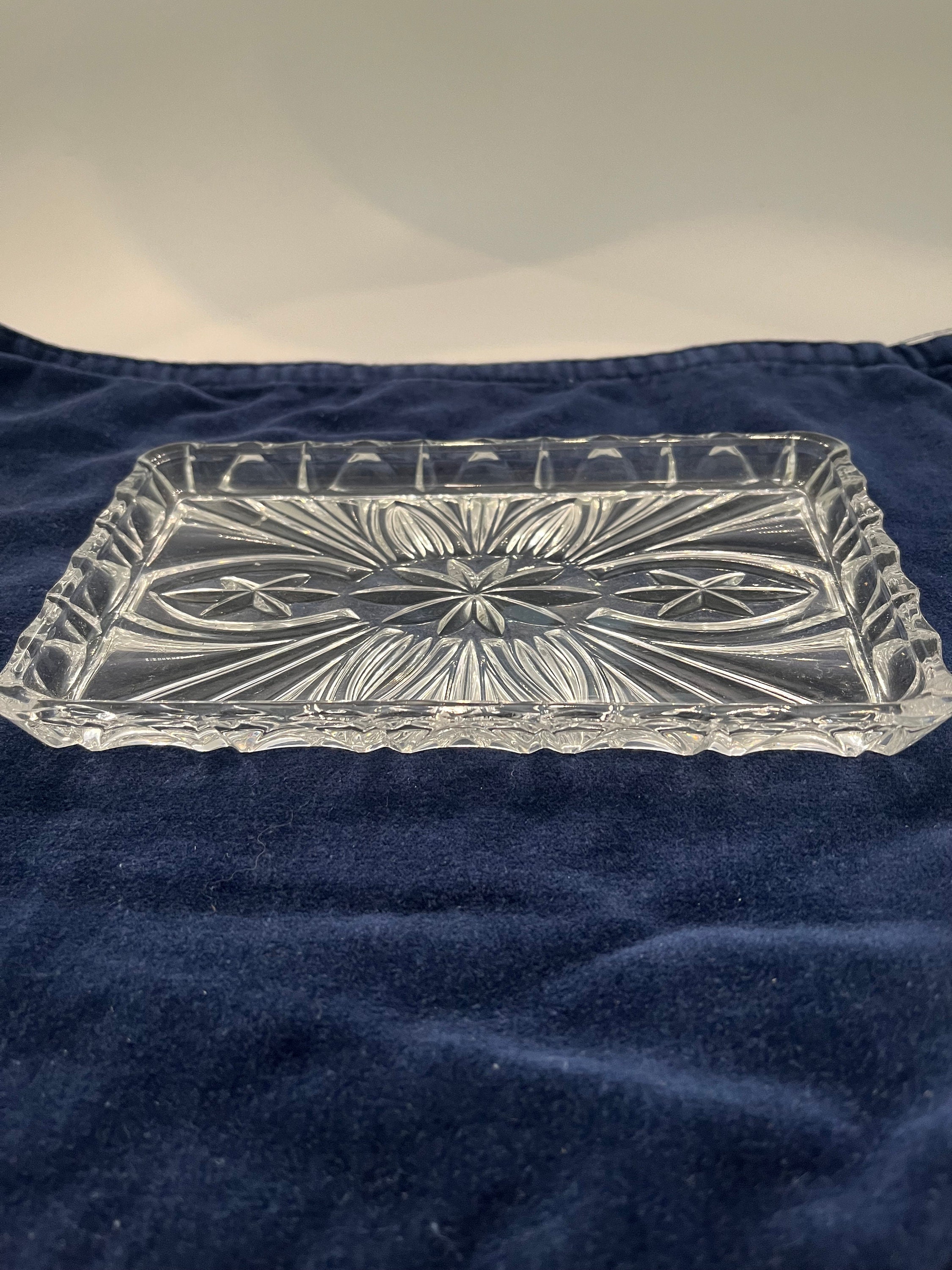 Vintage Cut Glass Rectangular Serving Trinket Plate Dish Platter - Etsy