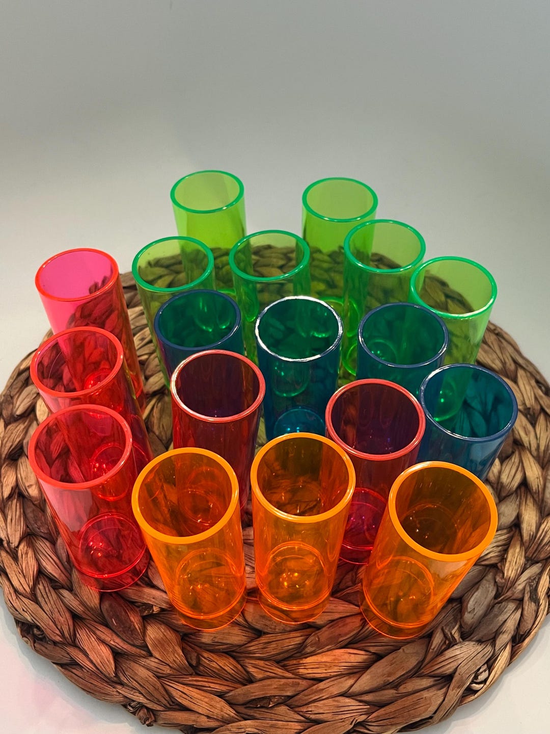 Melamine 2-ounce Shot Glass Party Pack Neon 18 Glasses - Etsy
