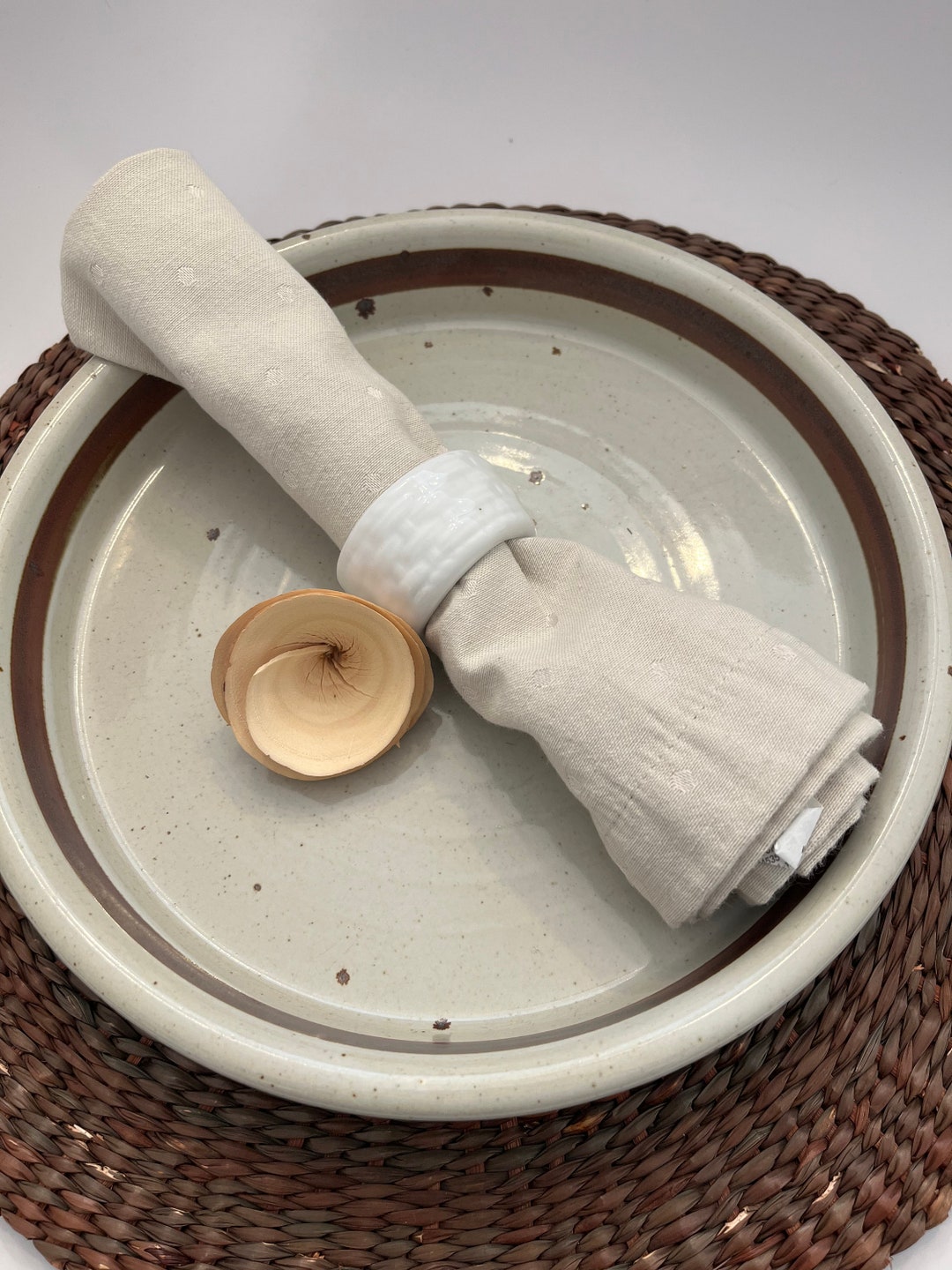Six White Ceramic U-shaped Woven Pattern Napkin Rings - Etsy