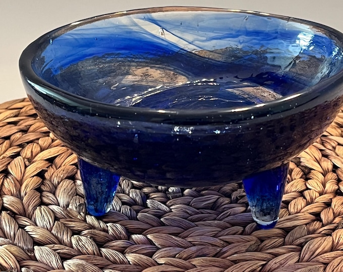 Cobalt Blue Mexican Recycled Glass Molcajete (3 Footed) Bowl - Etsy