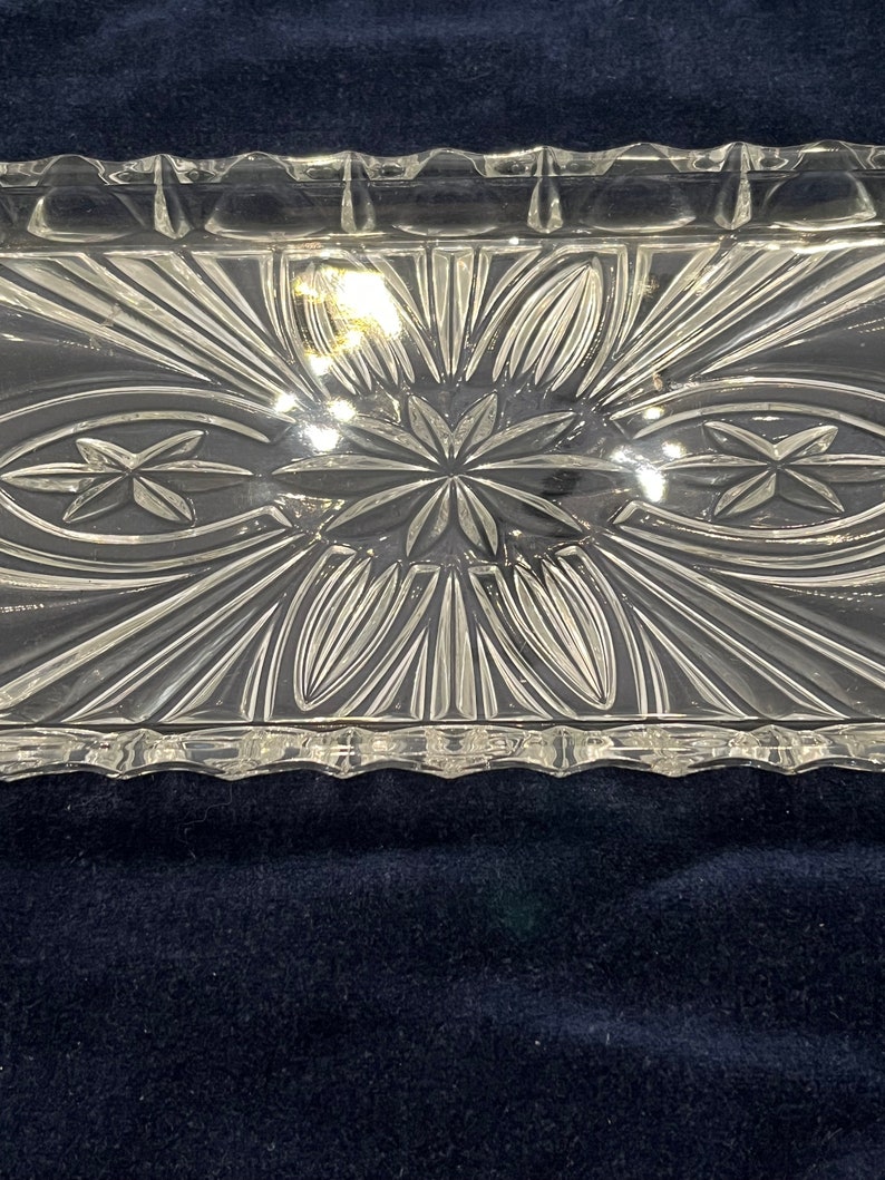 Vintage Cut Glass Rectangular Serving Trinket Plate Dish Platter - Etsy