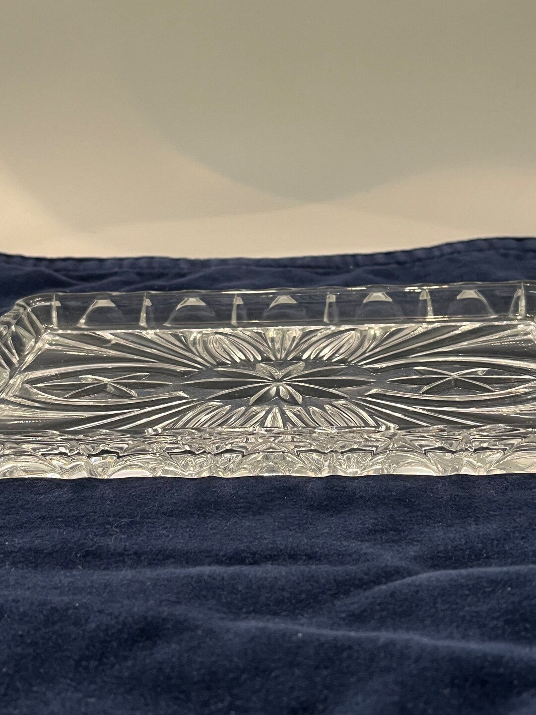 Vintage Cut Glass Rectangular Serving Trinket Plate Dish Platter - Etsy
