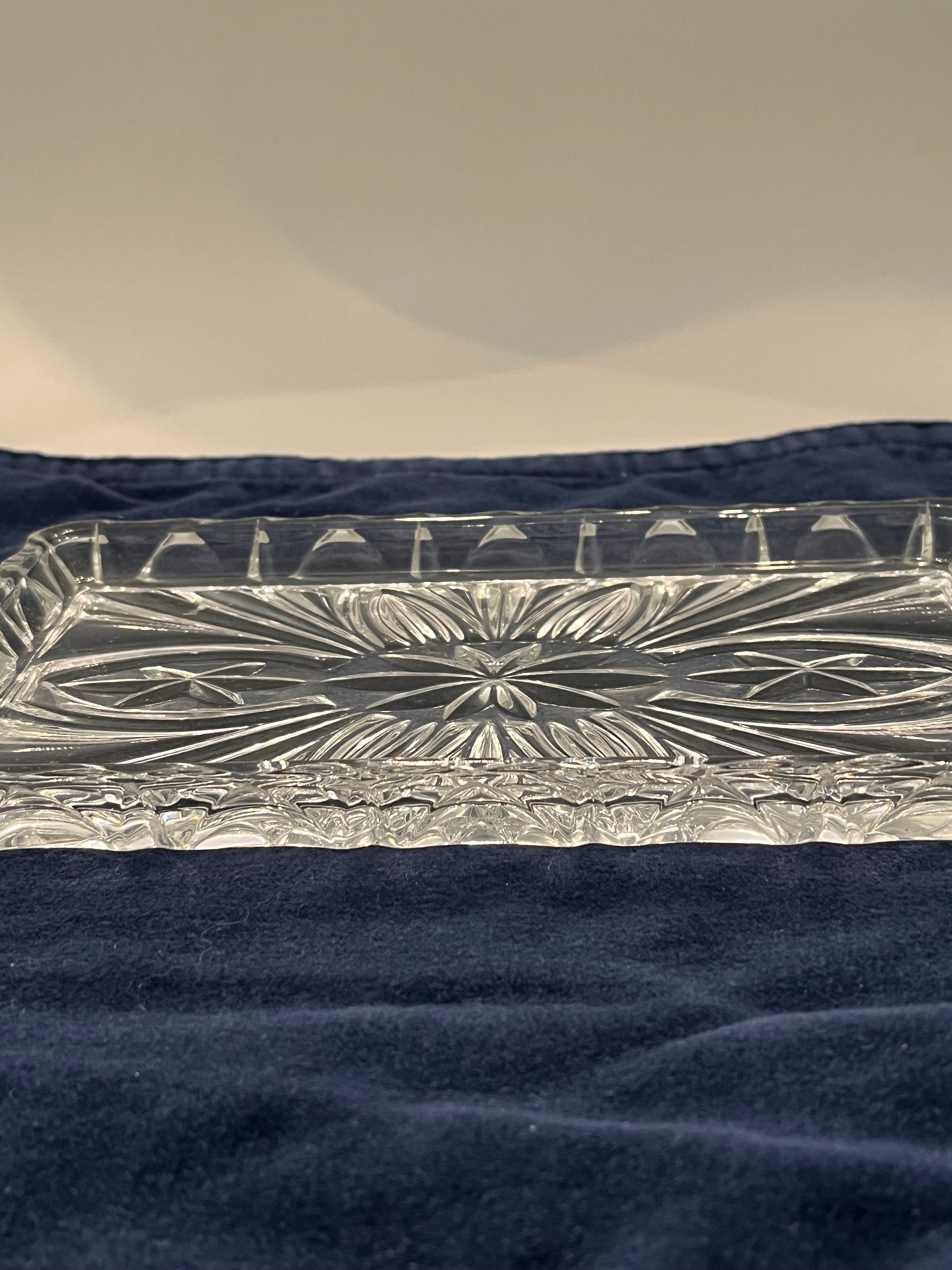 Vintage Cut Glass Rectangular Serving Trinket Plate Dish Platter - Etsy