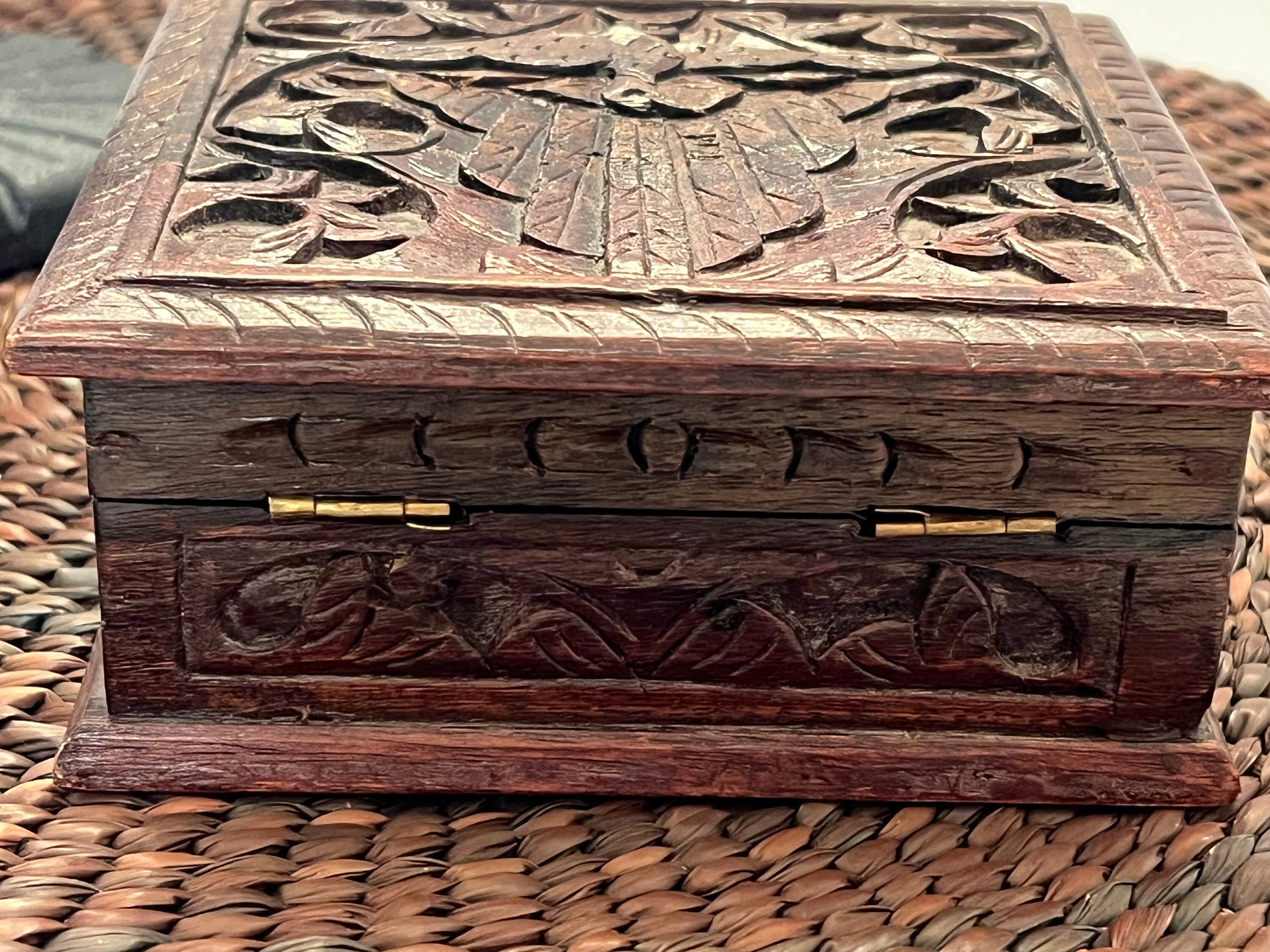 Vintage Boho Carved Wood Box With Bird Motif - Etsy