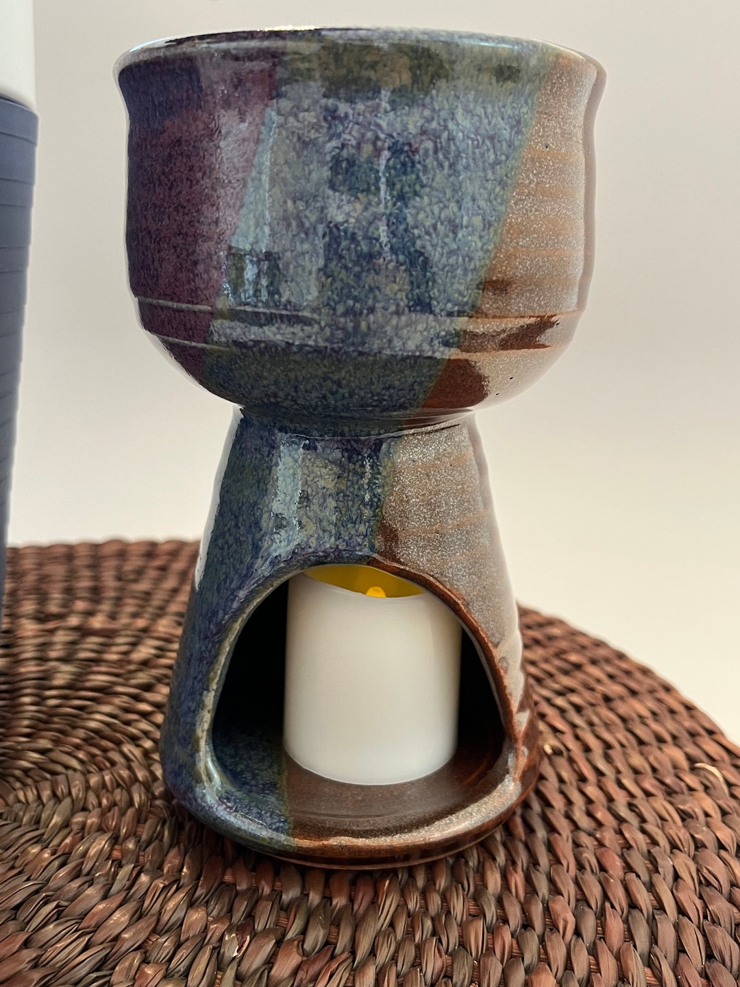 Blue Vintage Drip Pottery Essential Oil Burner - Etsy