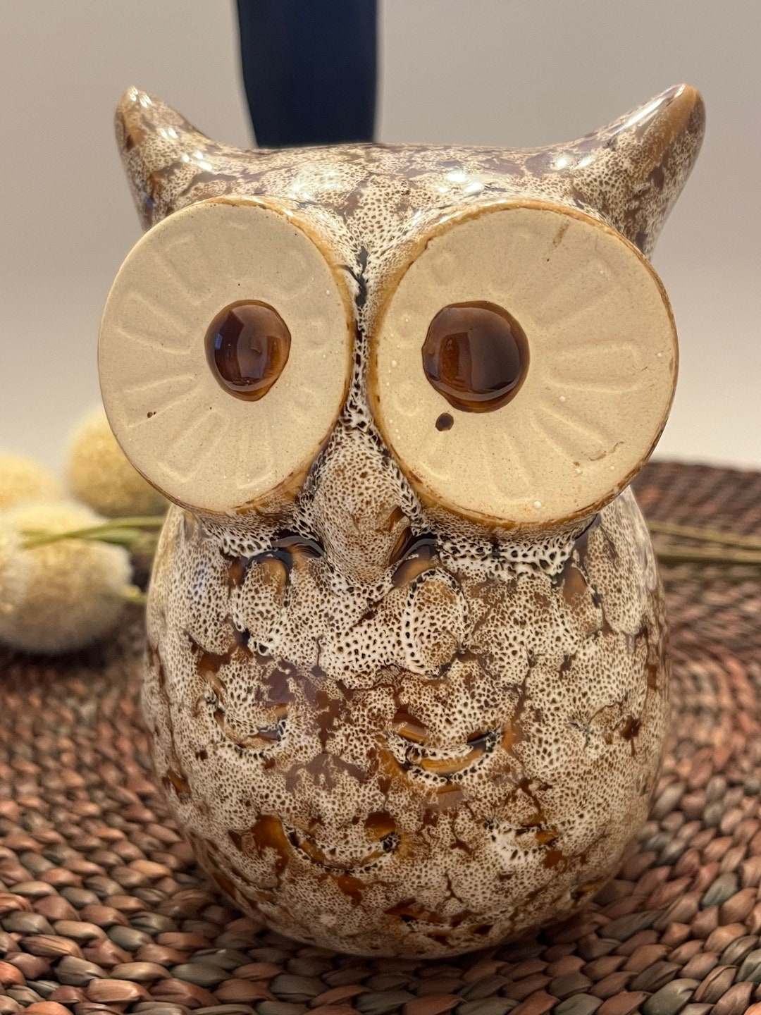 Vintage Ceramic Pottery Owl Figurine - Etsy