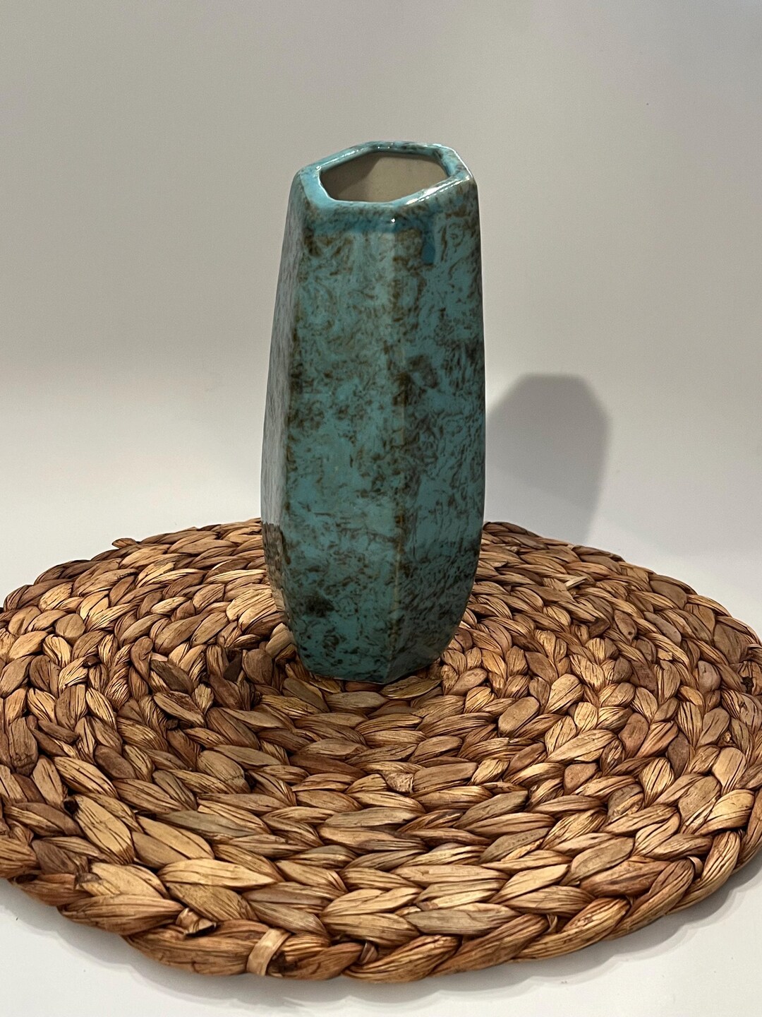 Vintage Medium Boho Maximalist Turquoise Brown Glazed Pottery Vase - Etsy