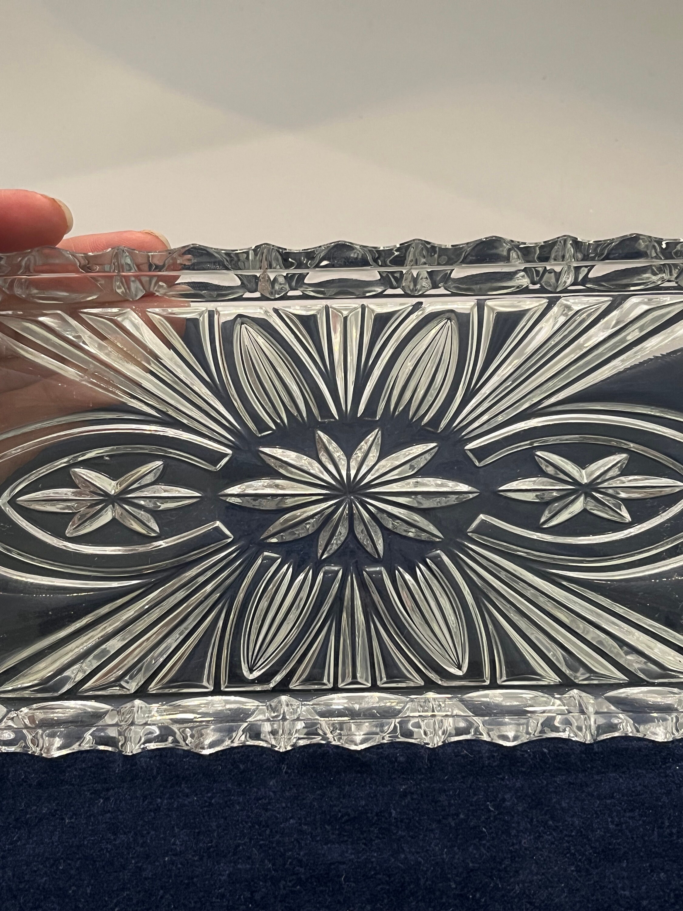 Vintage Cut Glass Rectangular Serving Trinket Plate Dish Platter - Etsy