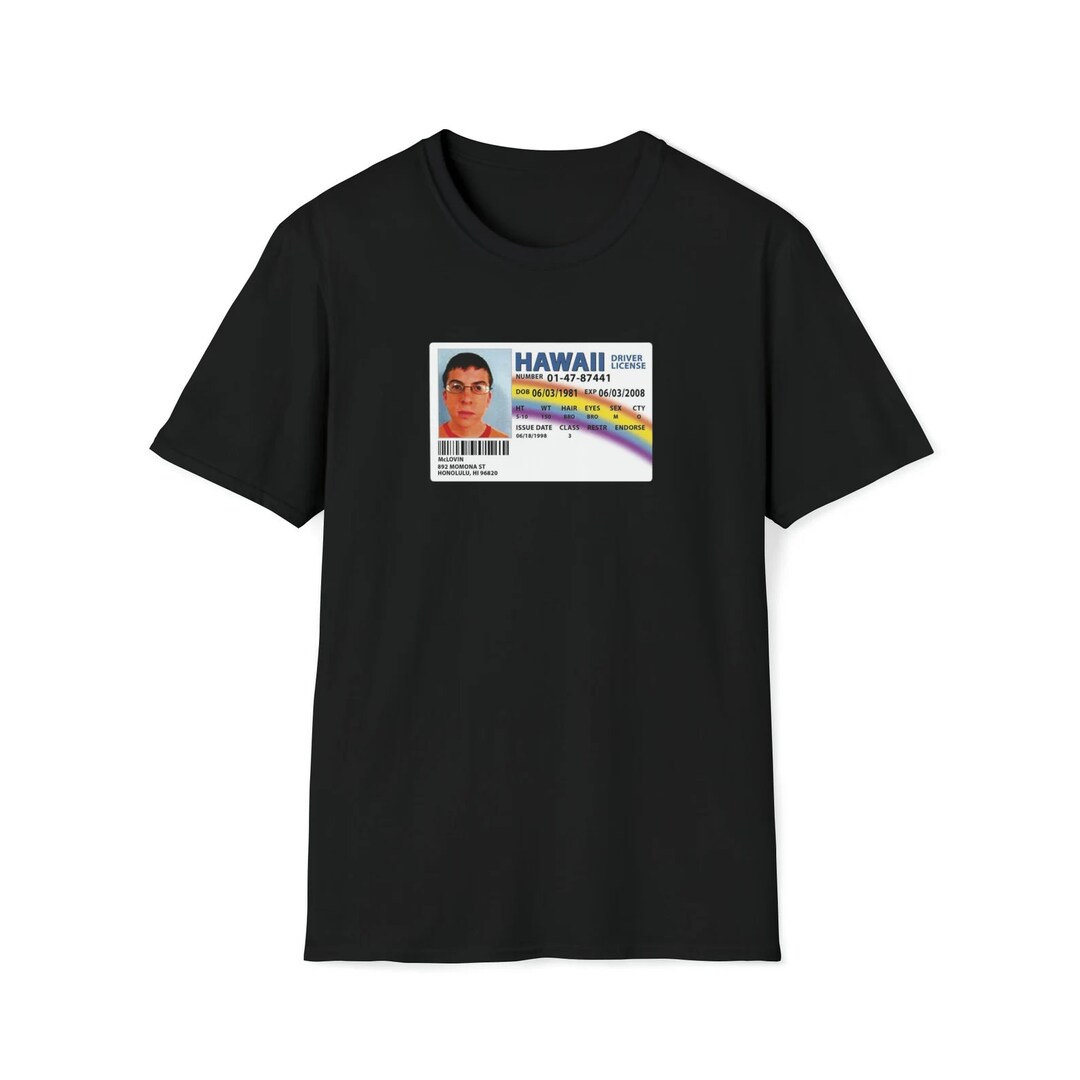 Mclovin Fake ID Superbad Movie Hawaii License Funny Shirt - Etsy