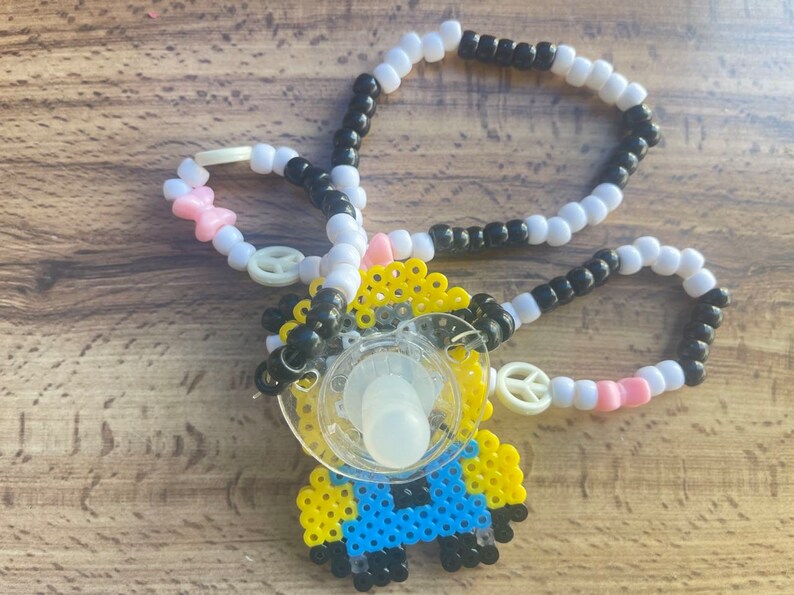 Minions Necklace Rave Kandi Perler for EDC, LED Light Pacifier - Etsy