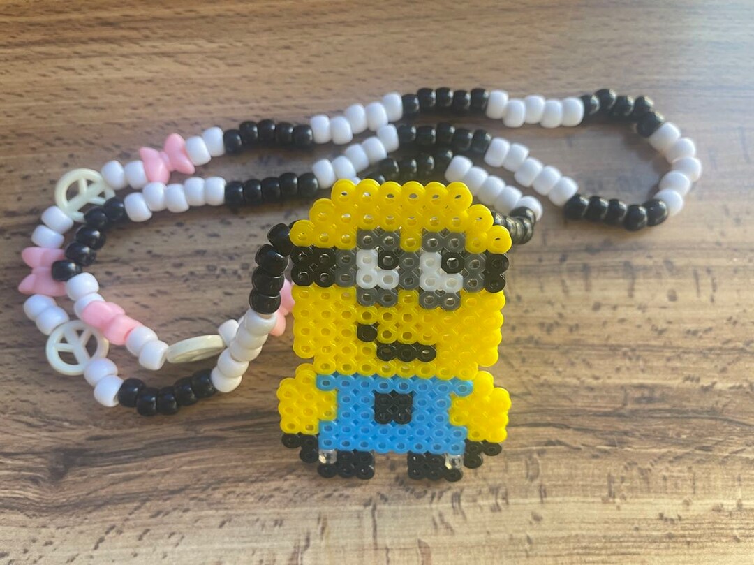 Minions Necklace Rave Kandi Perler for EDC, LED Light Pacifier - Etsy