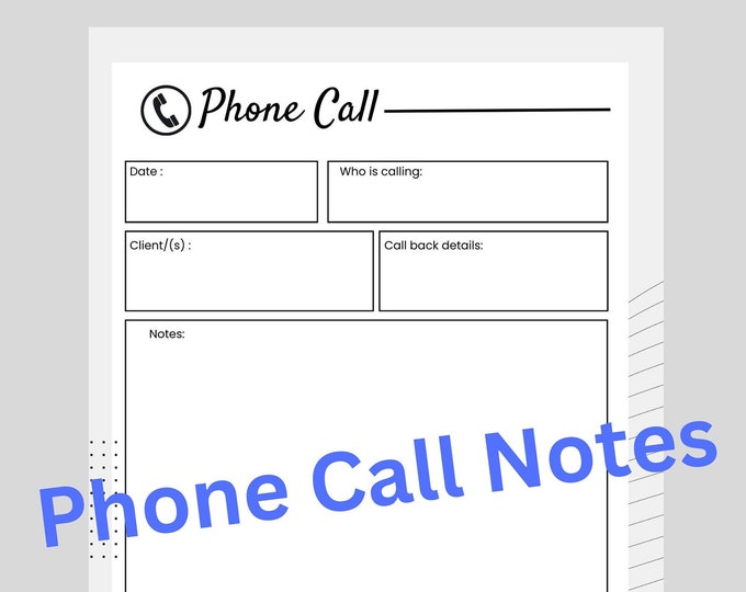 Phone Call Notes Template - Etsy