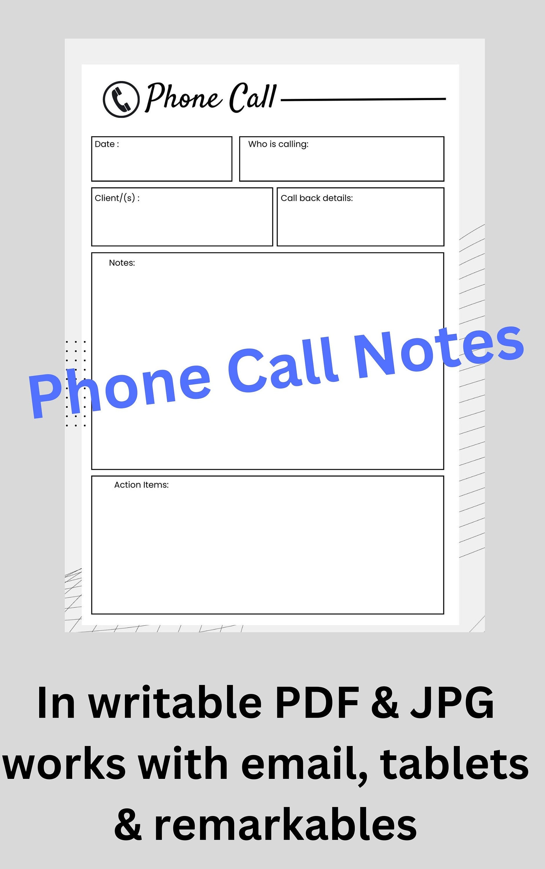 Phone Call Notes Template - Etsy Phone Call Notes Template - Etsy
