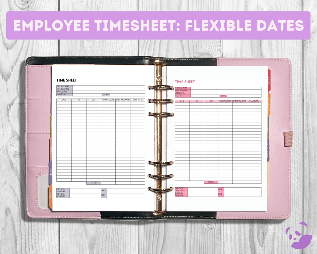 Employee Timesheet Flexible Dates Minimalist Design Printable Timesheet ...