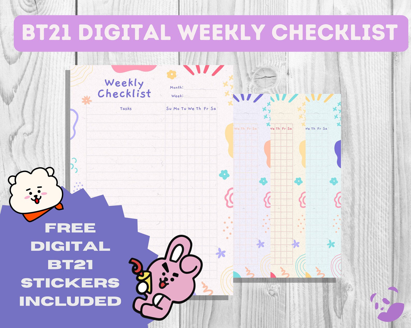 BT21 Weekly Checklist Digital Download Undated Cute - Etsy