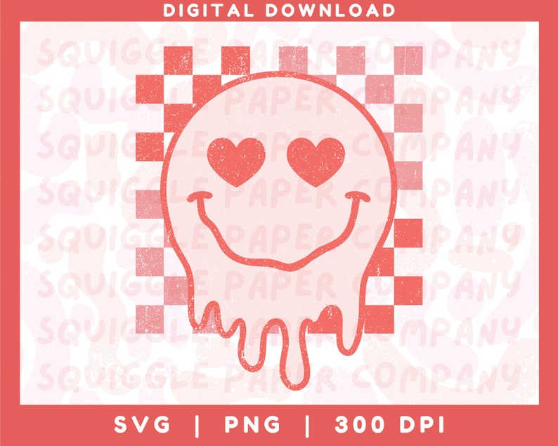 Drippy Valentine Heart Eyes Smiley SVG PNG, Digital Download - Etsy