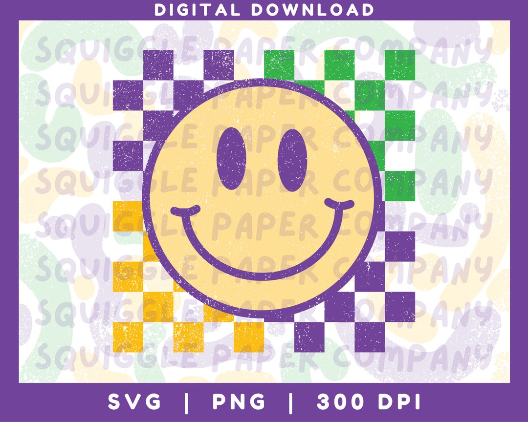 Retro Mardi Gras Smile SVG PNG Digital Download - Etsy