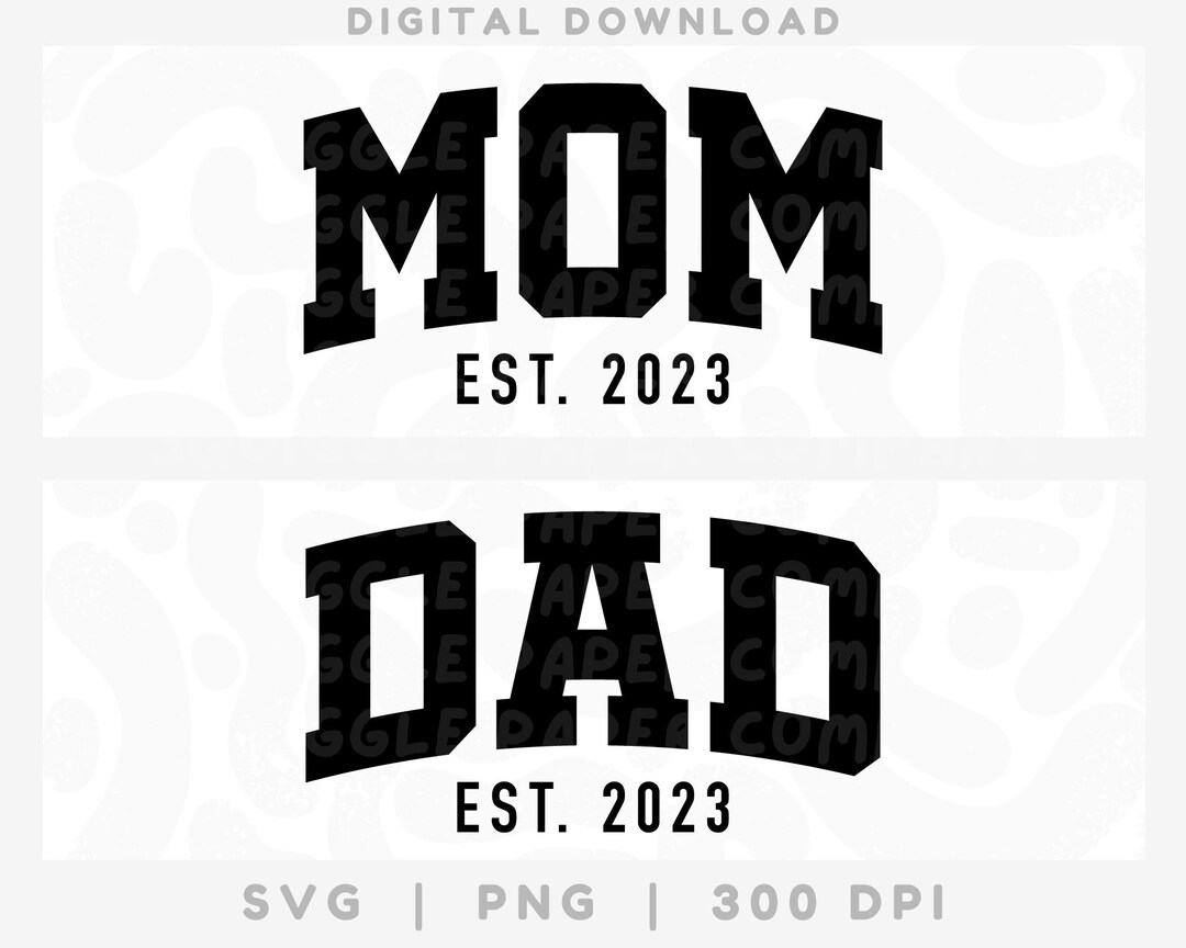 Varsity Mom and Dad Est. 2023 SVG PNG, Cricut Pregnancy Announcement ...