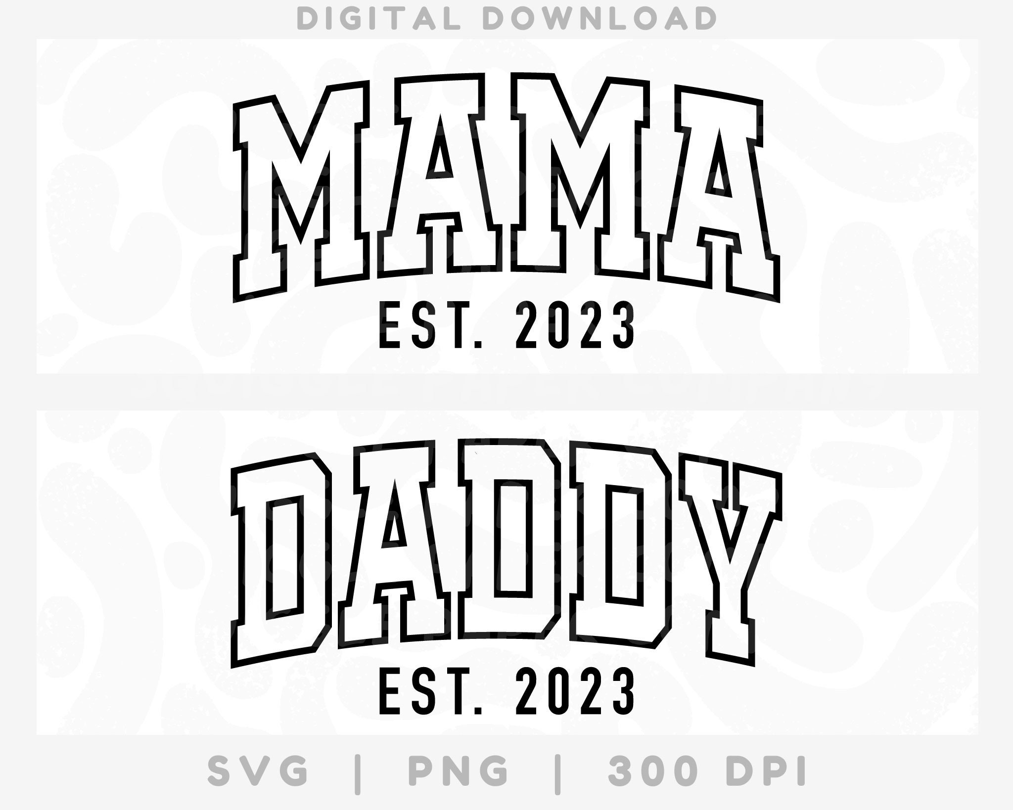 Varsity Mama and Daddy Est. 2023 SVG PNG Cricut Pregnancy - Etsy