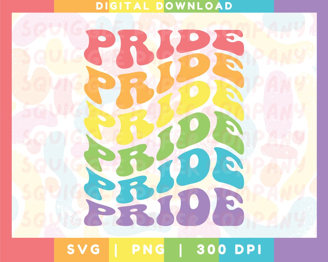 Rainbow Wavy Pride SVG, Retro Pride Month Cricut Cut File, LGBTQIA+ Png ...