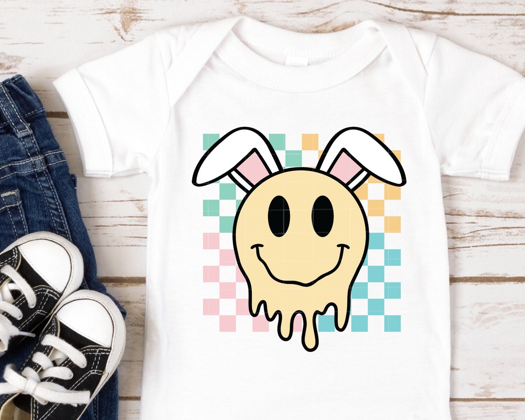Retro Easter Bunny Drippy Smile SVG PNG Groovy Easter Melted - Etsy