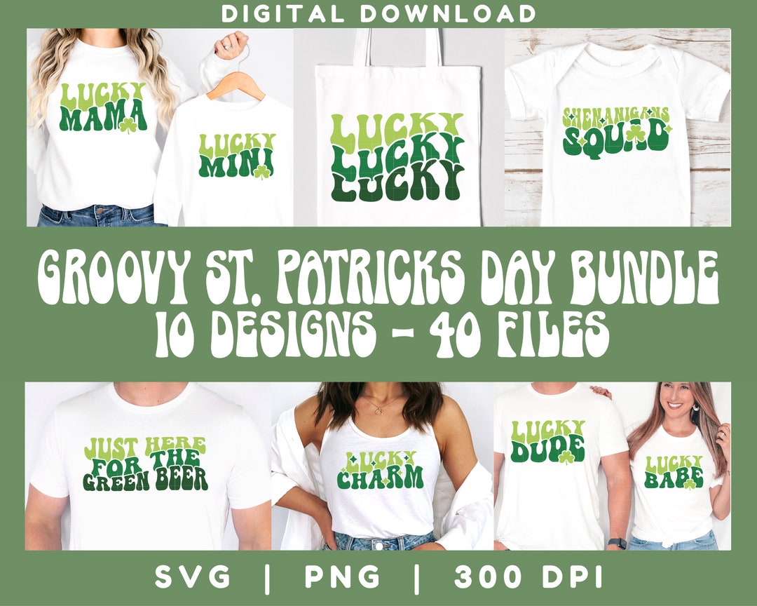 Groovy St. Patricks Day Quote Bundle SVG PNG, Retro St Pattys Cricut ...