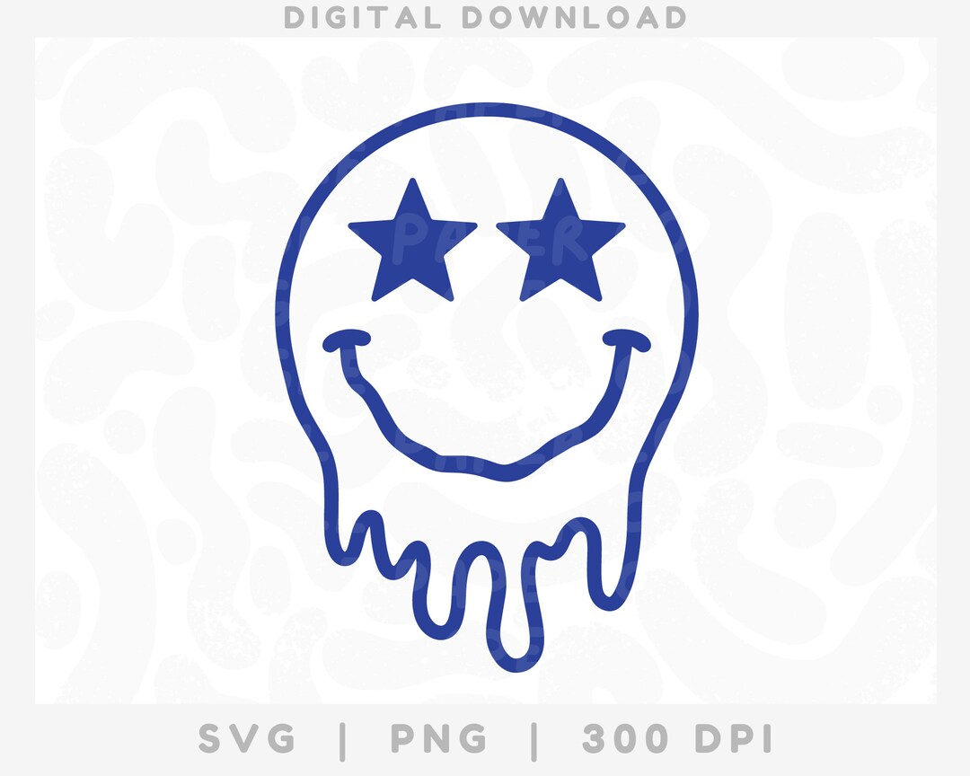 Drippy Smiley Face SVG PNG, Melted Star Eyes (digital Download) - Etsy