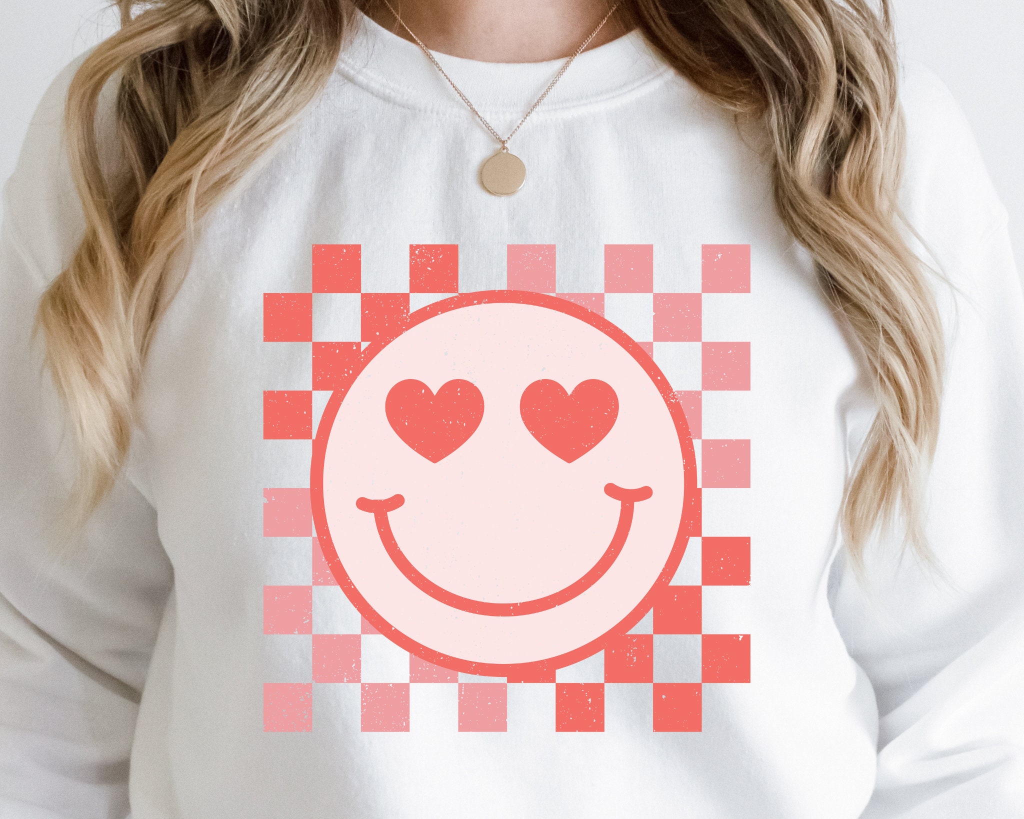Valentine Heart Eyes Checkered Smiley SVG PNG, Digital Download - Etsy