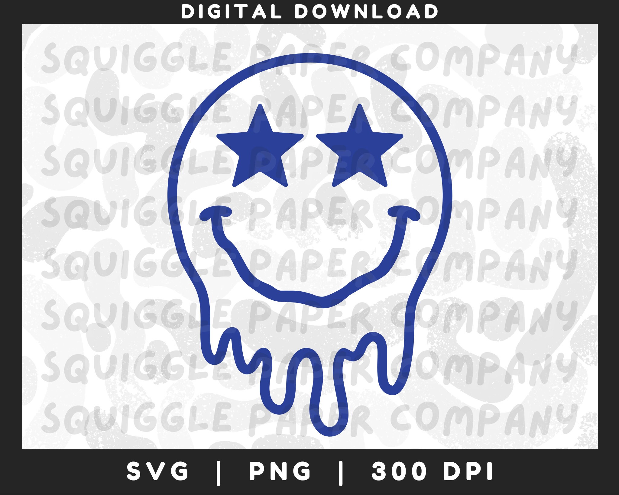 Drippy Smiley Face SVG PNG Melted Heart Eyes Smiley Face Cut - Etsy