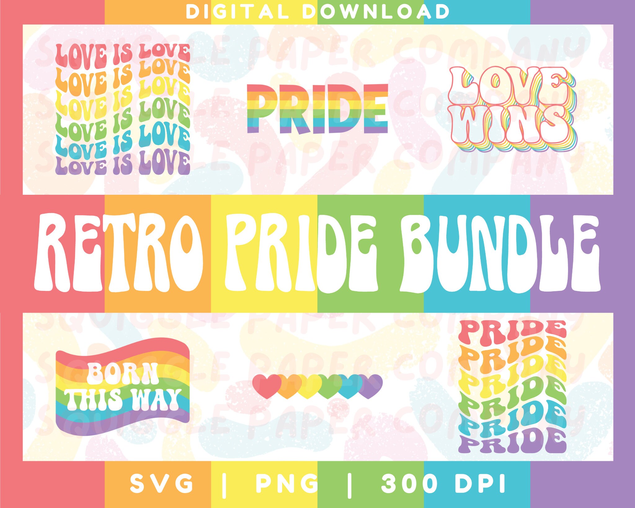 Retro Pride SVG Bundle, Groovy Pride Parade Cricut Cut File, Pride ...