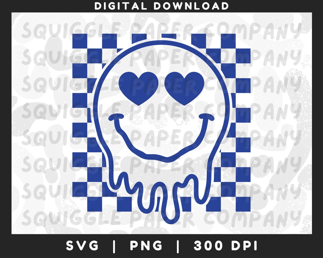 Checker Drippy Smiley Face SVG PNG Melted Heart Eyes Smiley - Etsy