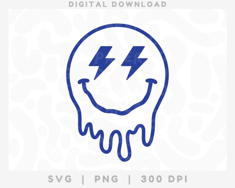 Drippy Smiley Face SVG PNG, Melted Smiley Face Cut File, Retro Melted ...