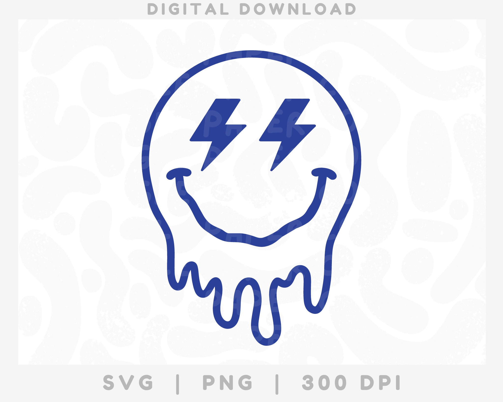Drippy Smiley Face SVG PNG, Melted Smiley Face Cut File, Retro Melted ...