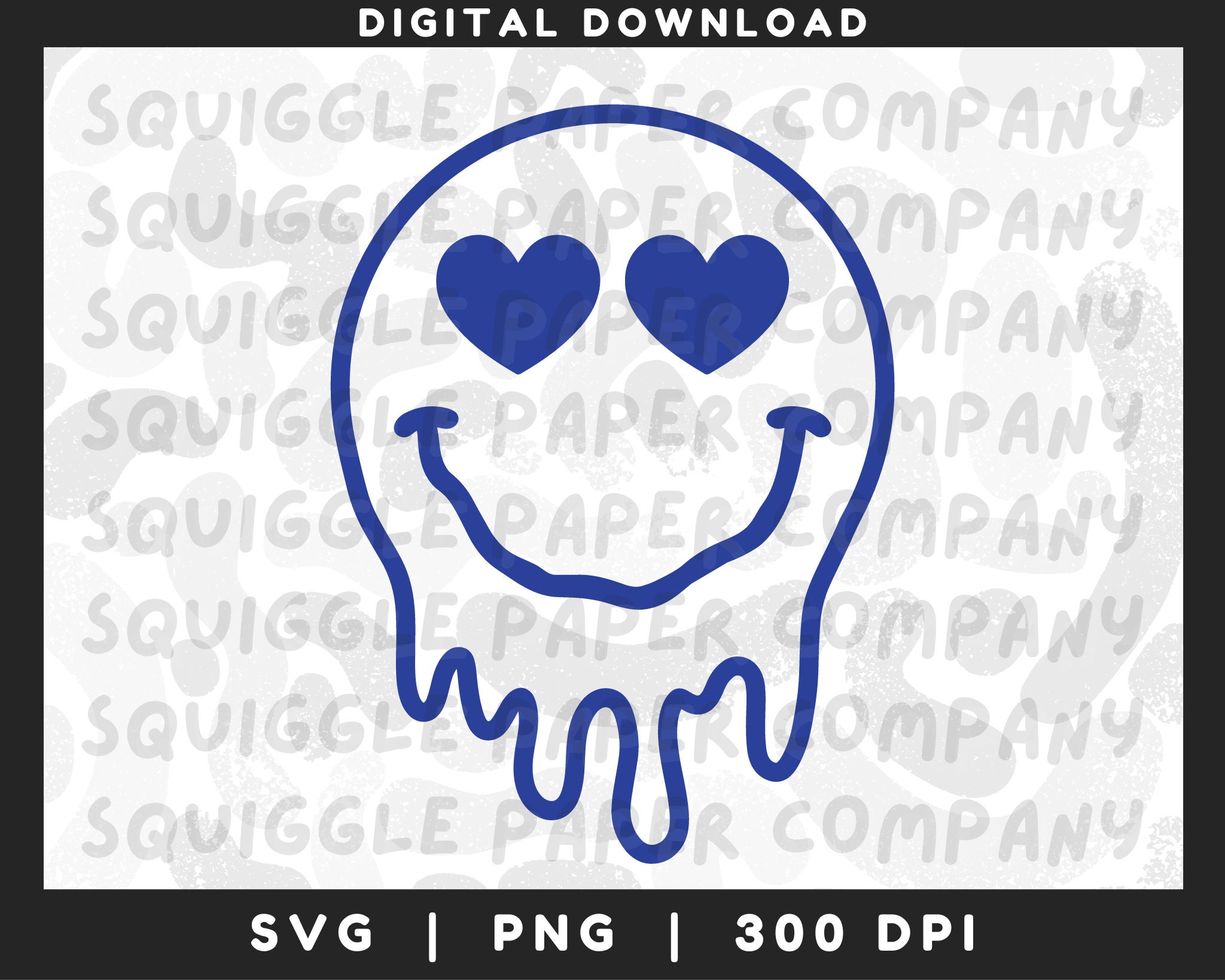 Drippy Smiley Face SVG PNG Melted Heart Eyes Smiley Face Cut - Etsy