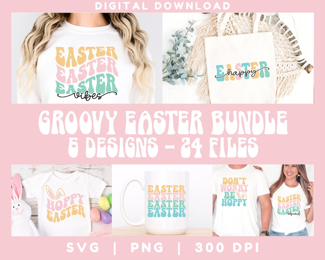Groovy Easter SVG Bundle, Retro Easter Cricut Cut Files, DIY Easter ...