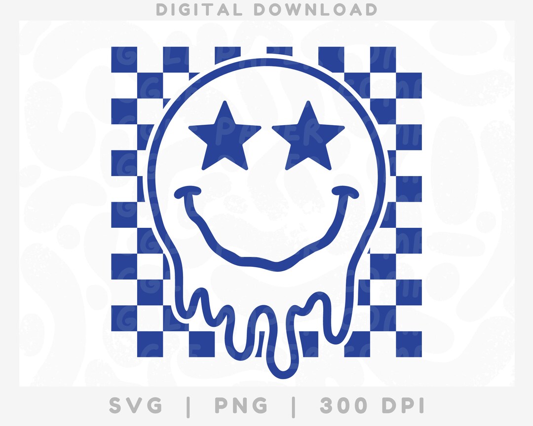 Checker Drippy Star Eyes Smiley Face SVG PNG (digital Download) - Etsy