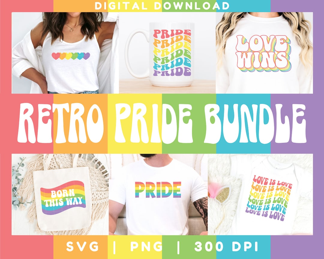 Retro Pride SVG Bundle, Groovy Pride Parade Cricut Cut File, Pride ...