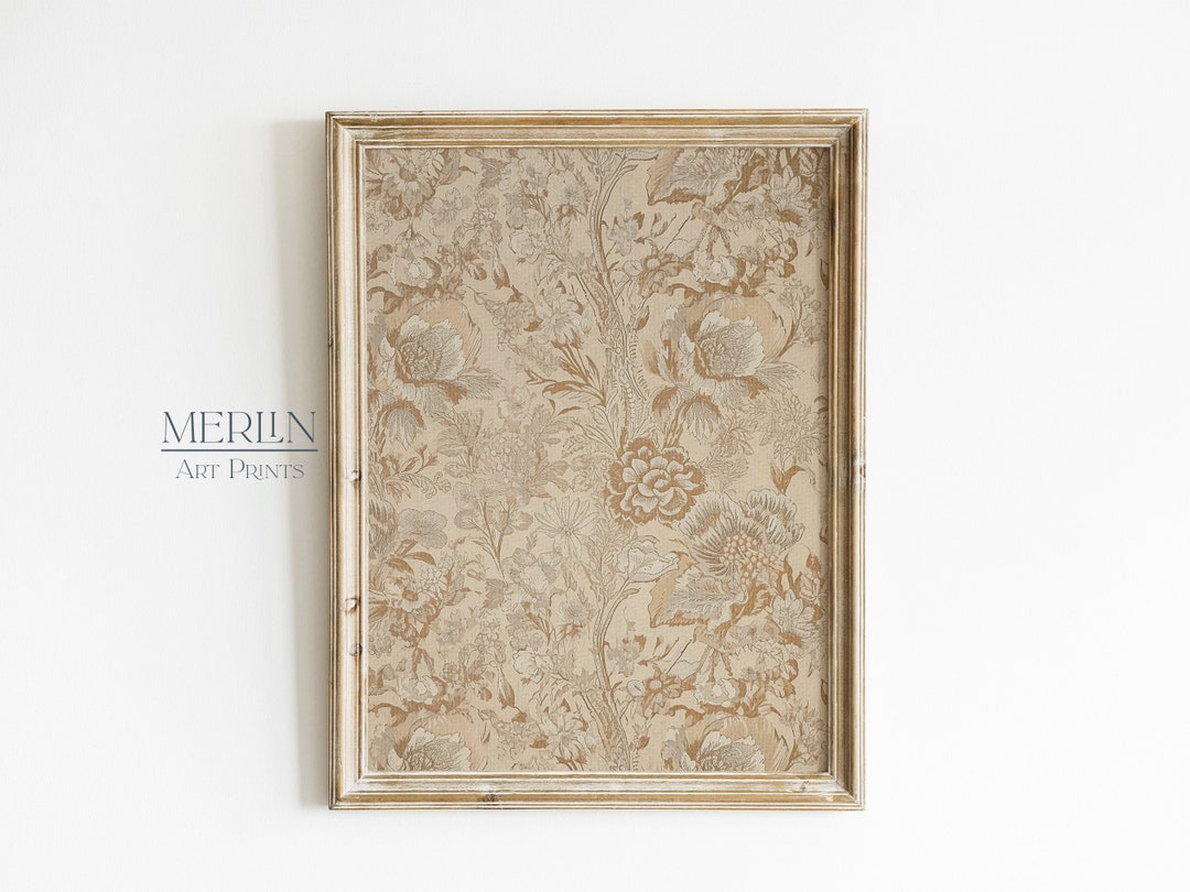 Vintage William Morris Neutral Textile Wall Art Antique Tapestry Art ...