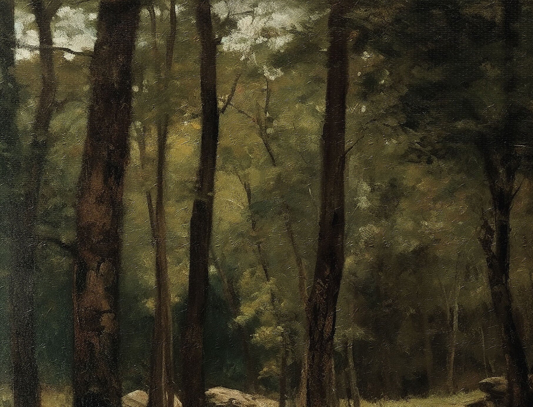 Dark Green Landscape Painting, Impressionist Forest Print, Farmhouse ...