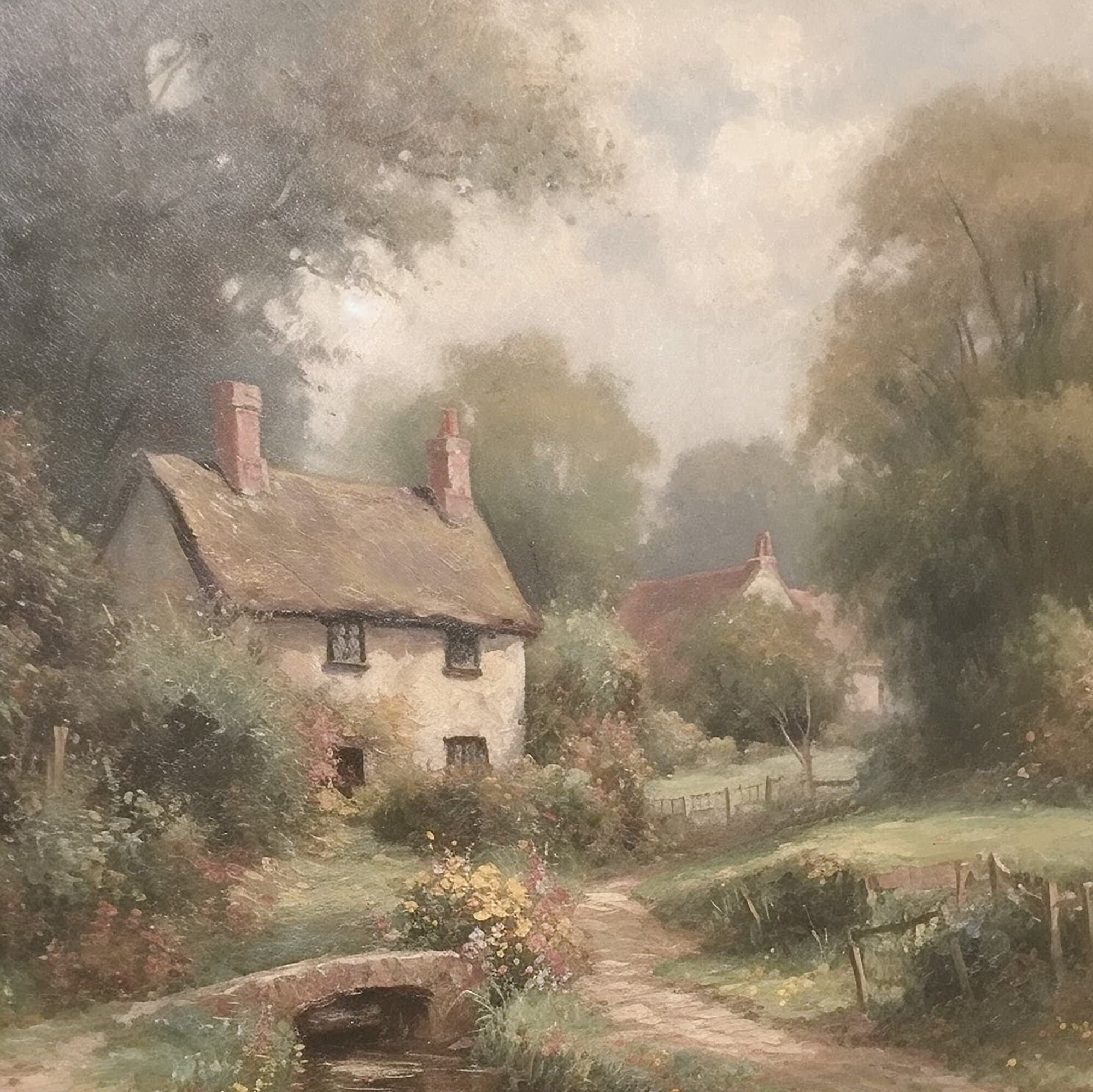 Vintage English Countryside Art Print, Printable Landscape Painting ...