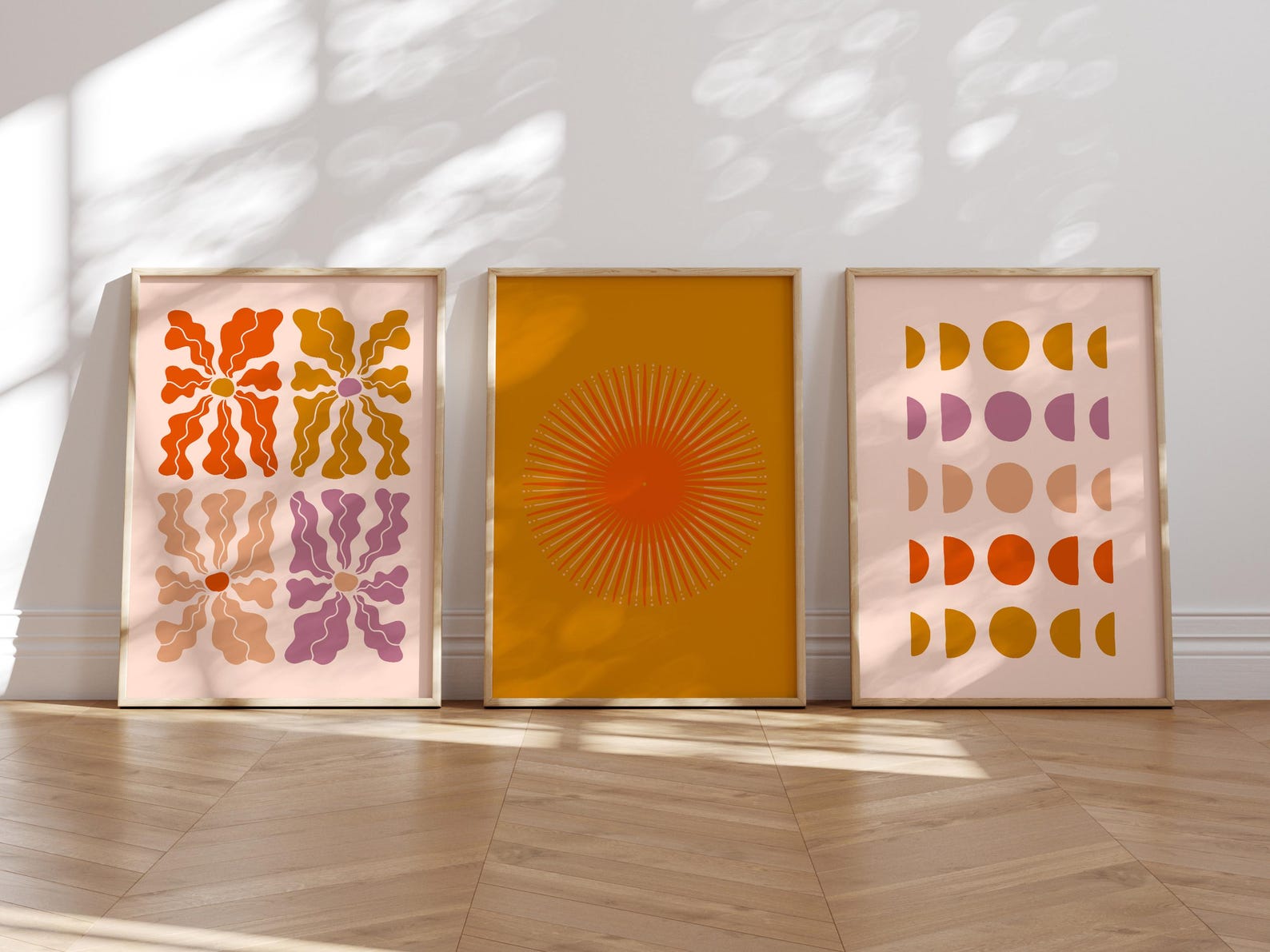 Trendy Art Prints Set of 3, Funky Retro Prints, Boho Wall Art, Mid ...