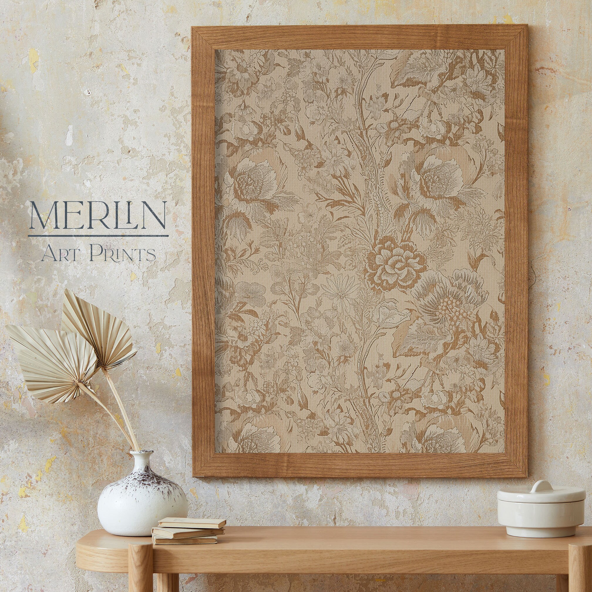 Vintage William Morris Neutral Textile Wall Art Antique Tapestry Art ...