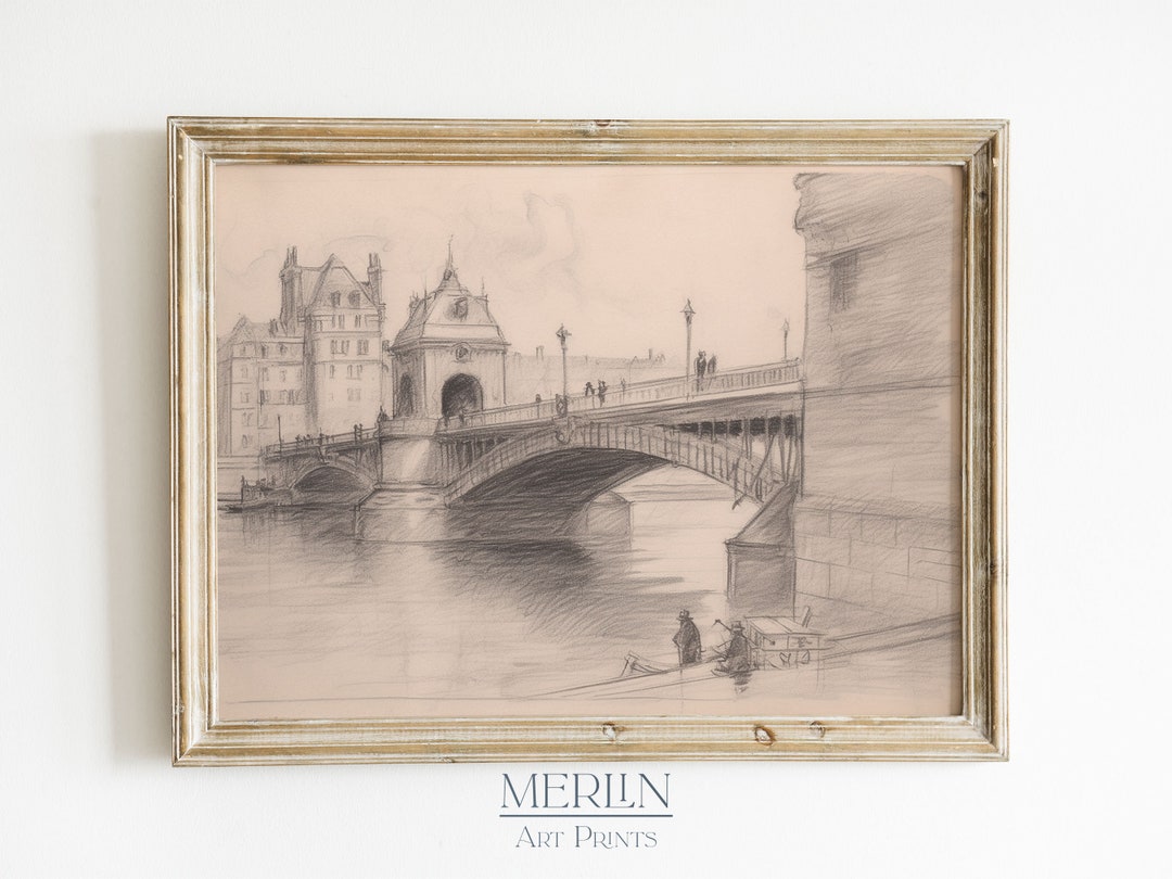 Vintage European Architecture Drawing, Antique Sketch Art, Downloadable ...